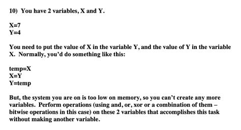 Solved 10 You Have 2 Variables X And Y X7 Y4 You Need