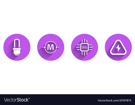 Set Led Light Bulb Electric Circuit Scheme Vector Image