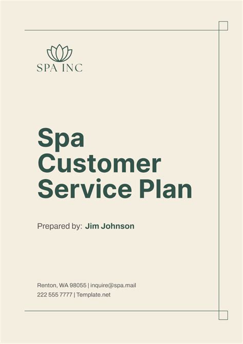 Free Spa Customer Service Plan Template To Edit Online