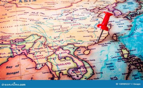 red pin on hong kong stock image image of atlas business 138989227