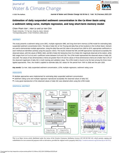 Pdf Estimation Of Daily Suspended Sediment Concentration In The Ca
