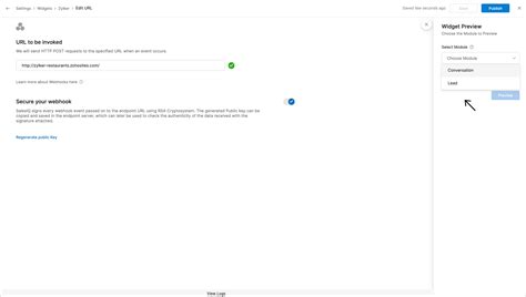 Widget Webhooks Authentication Zoho Salesiq