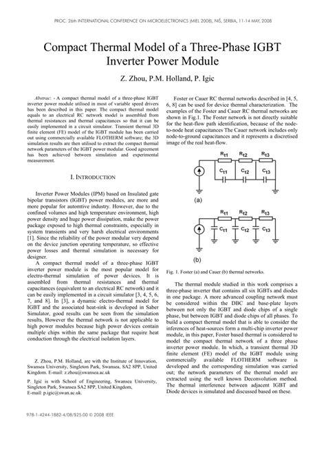 Pdf Compact Thermal Model Of A Three Phase Igbt Inverter Power Module