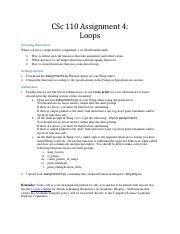 Assignment Pdf CSc Assignment Loops Learning Outcomes When You Have Completed This