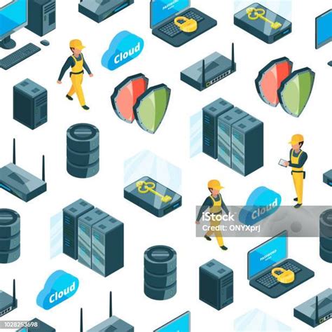 데이터 센터 아이콘 무늬나 배경 일러스트 레이 션의 벡터 전자 시스템 Cpu에 대한 스톡 벡터 아트 및 기타 이미지 Cpu 개념 건축물 Istock