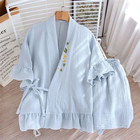 Badu Bg Лято 2023 ново японско кимоно с къси ръкави къси панталони от две части 100 памучен