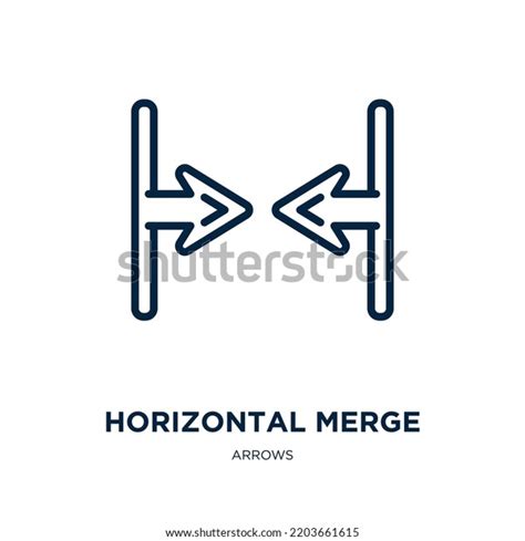Horizontal Merge Icon Arrows Collection Thin Stock Vector Royalty Free