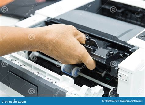 Technicians Replacing Toner In Laser Printer Stock Image Image Of Setup Reservoirs