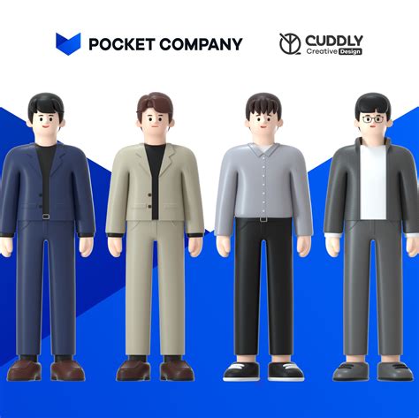 포켓컴퍼니 임원진 캐릭터 디자인 캐릭터 포트폴리오 크몽