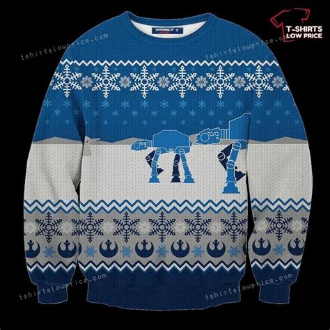 Star Wars Blue Christmas Ugly Sweater Mens T Shirts Low Price