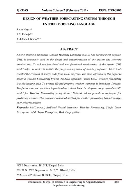 Pdf Design Of Weather Forecasting System Through Unified Modeling