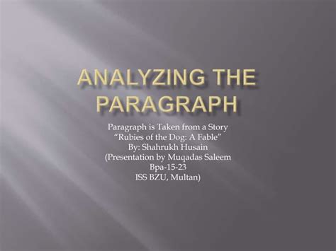 Analyzing The Paragraph Writing Skills Ppt