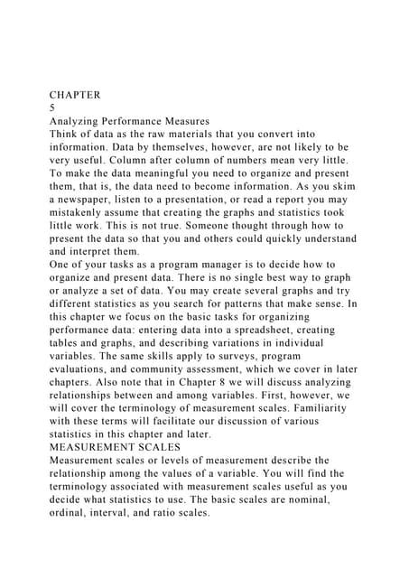 Chapter5 Analyzing Performance Measuresthink Of Data Asdocx