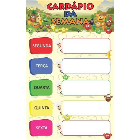 Cardápio Do Dia Educativo Escolar Painel Lonamaterial De Apoio