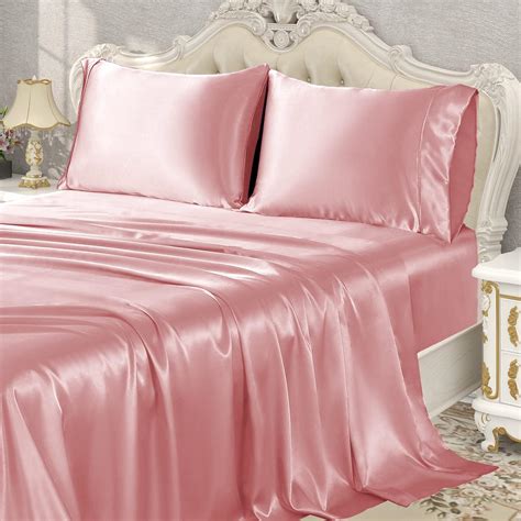 Kacemoo Satin Sheets Queen Size Silk Sheets Soft Luxury Satin Bed