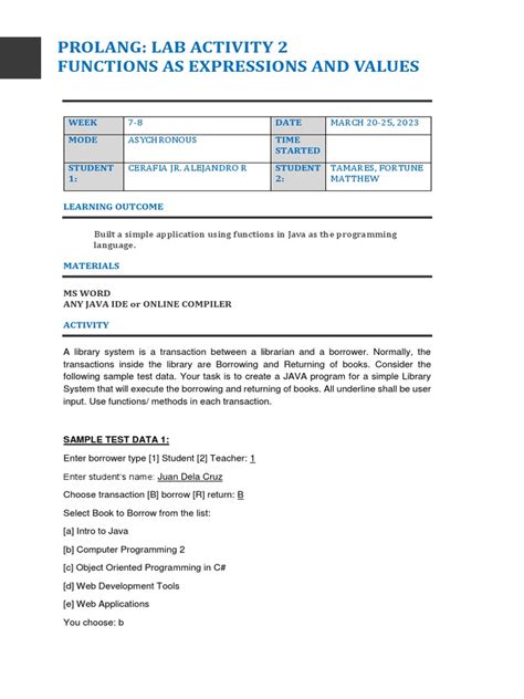 A Library Management System Using Functions in Java: Borrowing and ...