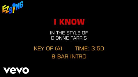 Dionne Farris I Know Karaoke Youtube