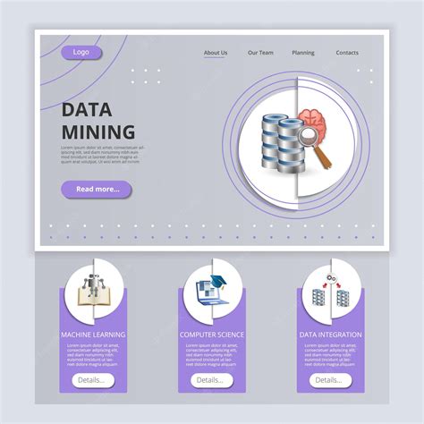 Premium Vector Data Mining Flat Landing Page Website Template Machine