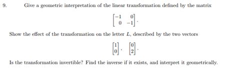 Solved Give A Geometric Interpretation Of The Linear Chegg