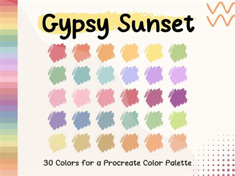 Gypsy Sunset Procreate Color Palette Swatches Color Palette Hex Codes Color Palette Photoshop