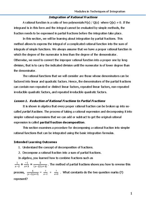 Integration Of Rational Fractions If The Integrand Is In This Form And The Integral Cannot Be Integration Of Rational Fractions If The Integrand Is In This Form And The Integral Cannot Be