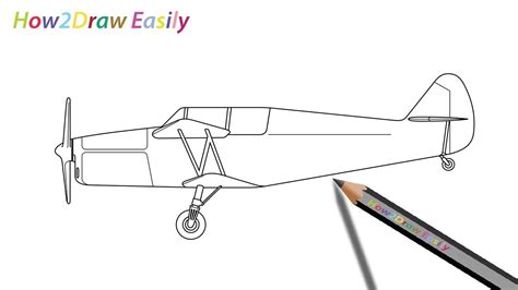How To Draw A Biplane Easy Step By Step Drawing Youtube