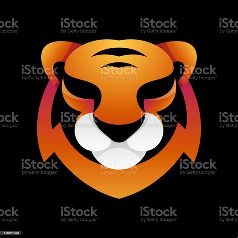 벡터 일러스트 레이 션 호랑이 머리 그라데이션 화려한 스타일 가축에 대한 스톡 벡터 아트 및 기타 이미지 가축 개념 고양