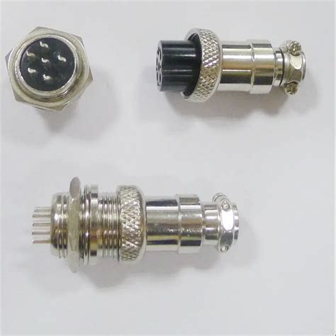5 Set GX16 6 Pin Aviation Plug 16mm Male Female Socket Panel Power Chassis Metal GX16 6 In