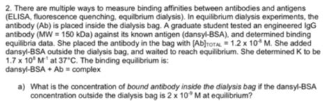 Solved 2 There Are Multiple Ways To Measure Binding Chegg Com