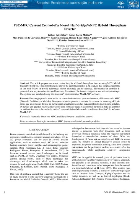 Pdf Fsc Mpc Current Control Of A 5 Level Half Bridgeanpc Hybrid Three Phase Inverter