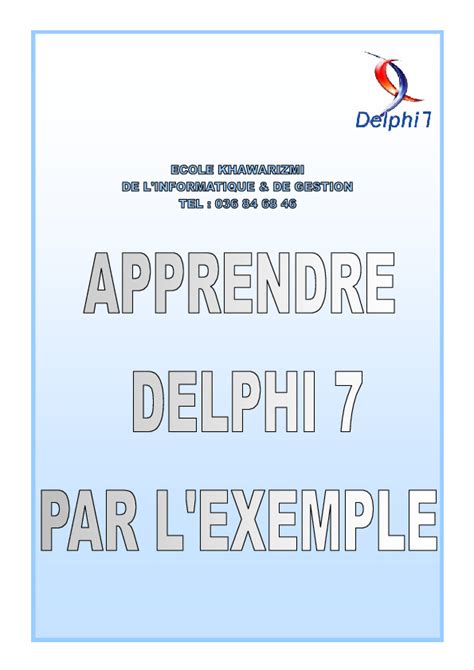 apprendre delphi 7 par l exemple coursinfopdf