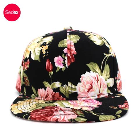 Floral Pattern Flat Bill Snapback Caps La 3d Embroidery Buy Floral Print Flat Snapback Cap La