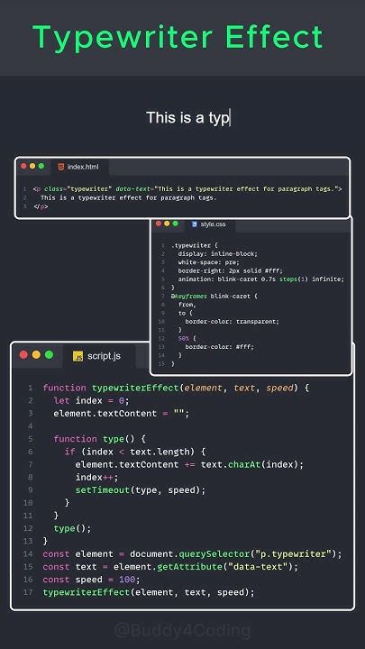 Typewriter Effect Using Javascript Coding Javascript Js Buddy4coding Youtube