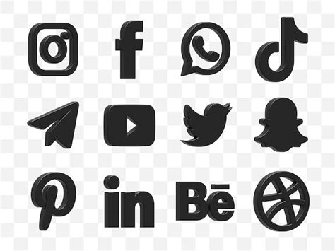 소셜 미디어 아이콘 모음 3d 프리미엄 Psd 파일