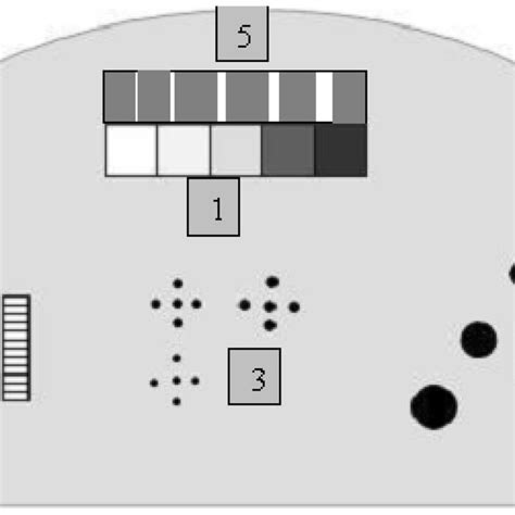The SMPTE Test Pattern With The 0 To 5 And 95 To 100 Contrast Boxes Download Scientific