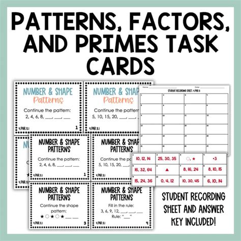 4th Grade Patterns Input Output Factors Primes And Multiples Task Cards