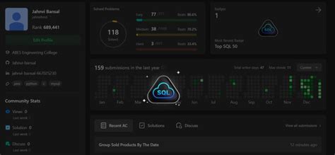 Earned Sql 50 With Leetcode Study Plan Jahnvi Bansal Posted On The