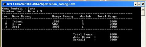 die santo blog program penjualan sederhana berbentuk tabel dengan c