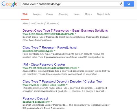 Cisco Enable Secret 5 Decoder Work