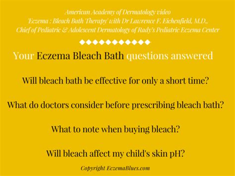 Aad A Z Videos With Dr Lawrence F Eichenfield Eczema Bleach Bath Eczema Blues
