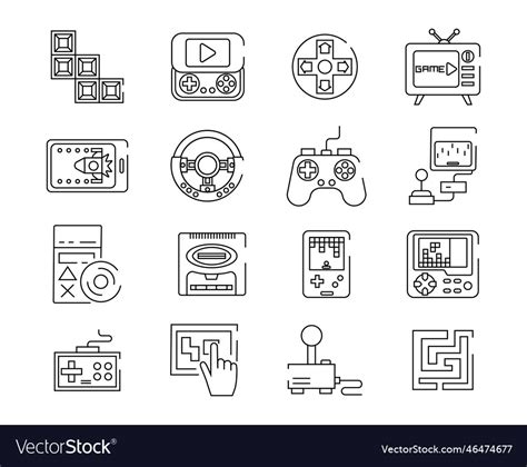 Retro Game Icons Set Royalty Free Vector Image