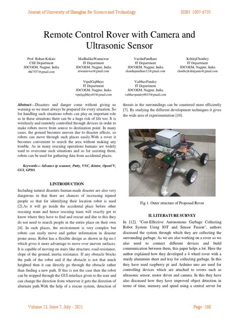 Remote Control Rover With Camera And Ultrasonic Sensor Pdf Image