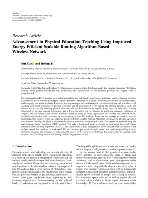 Pdf Advancement In Physical Education Teaching Using Improved Energy