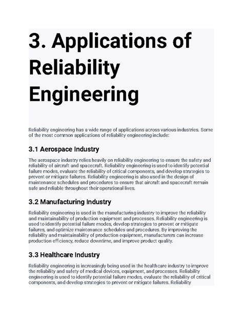 Reliability Engineering 3 4 3 Applications Of Reliability