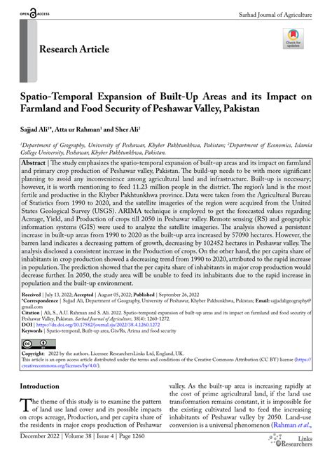 Pdf Spatio Temporal Expansion Of Built Up Areas And Its Impact On Farmland And Food Security