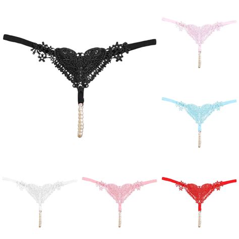 Heart Lace Pearl G String Panty