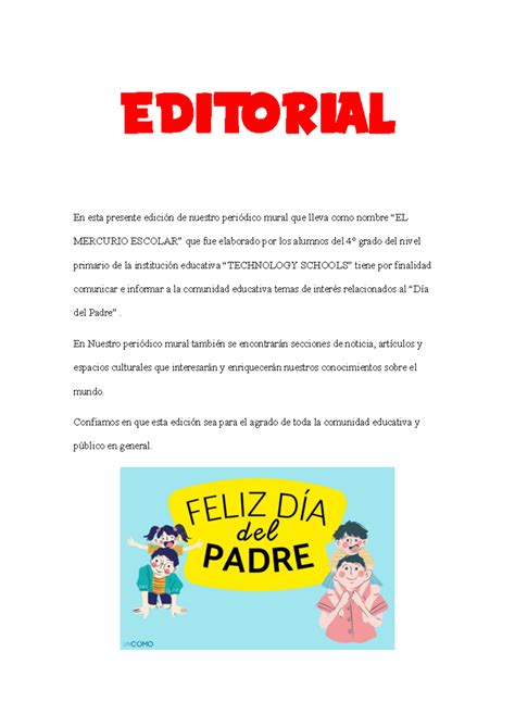 Periodico Mural Editorial En Esta Presente Edición De Nuestro