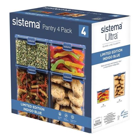 Sistema Promo Ultra Square Storage Containers 4 Pack Blue