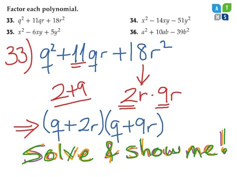 Factorization Of Quadratic Expressions 2 Trinomials Factoring Algebra Math Showme