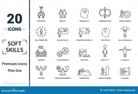 Soft Skills Icon Set Include Creative Elements Team Spirit